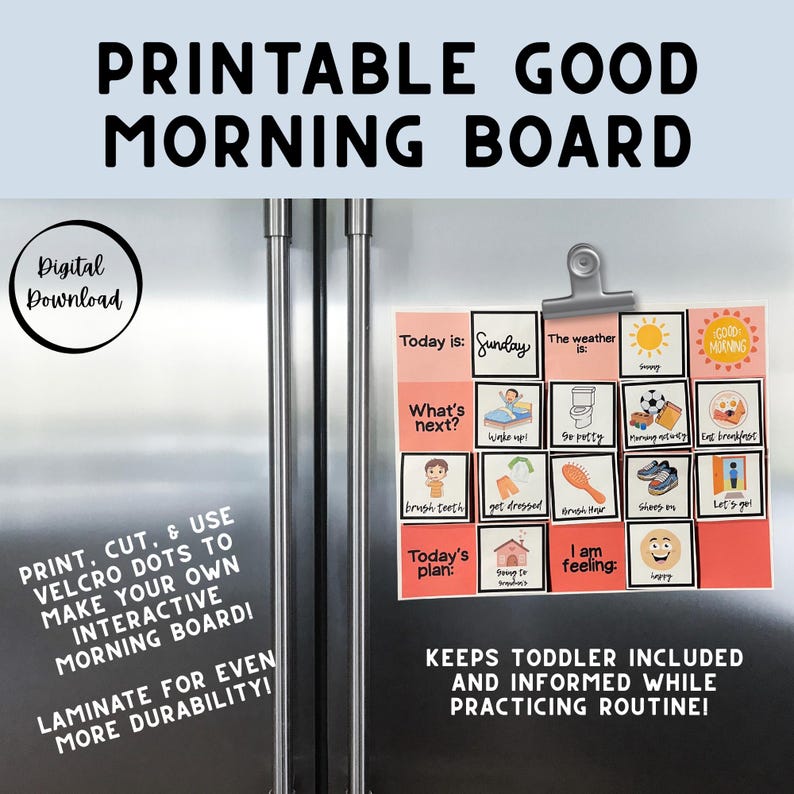 Printable Morning Routine Chart for Toddlers | Good Morning Board PDF ...