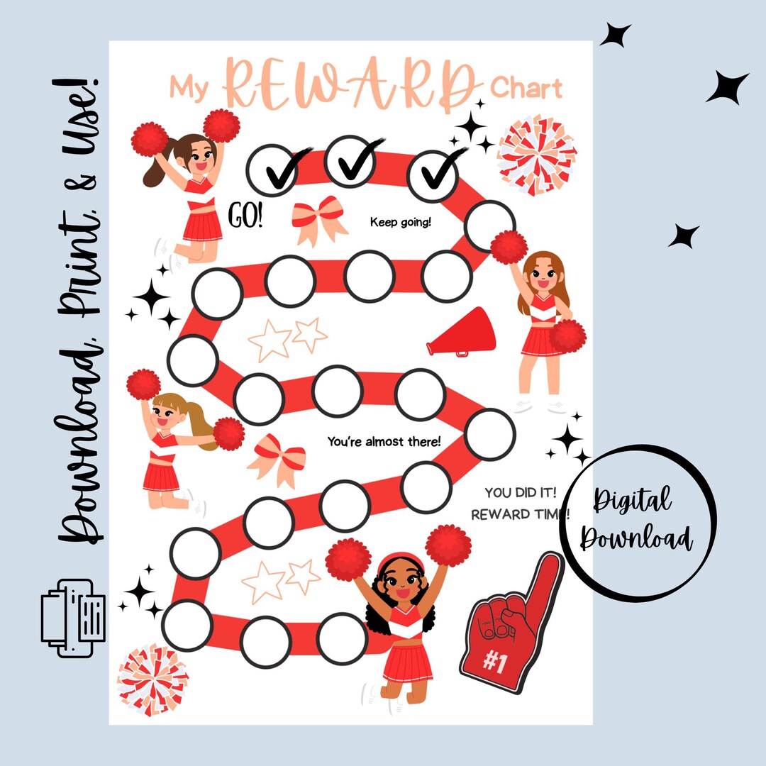 Cheer Reward Chart: Classroom, Speech Therapy, Potty Training (digital ...