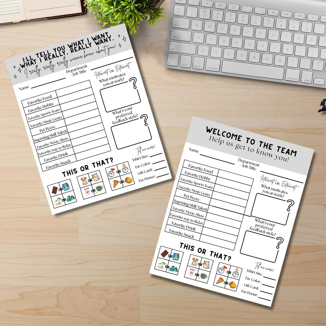 Team Building Questionnaire: Employee Introductions, 2 Styles ...
