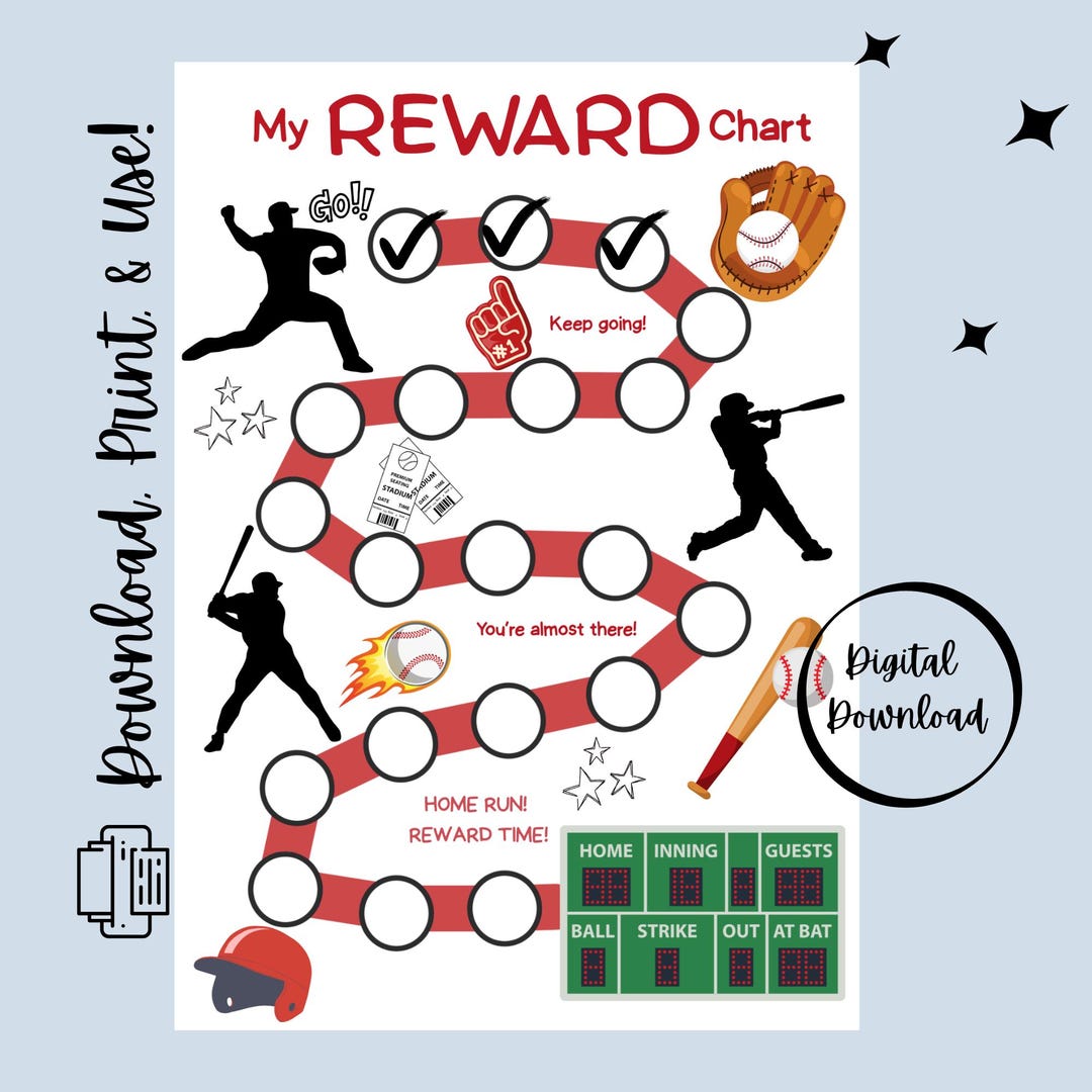 Baseball Reward Chart: Classroom, Speech Therapy, Behavior (digital ...