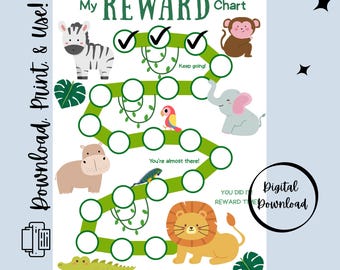 Jungle Reward Chart | Printable Safari Kids Behavior Chart | Potty ...