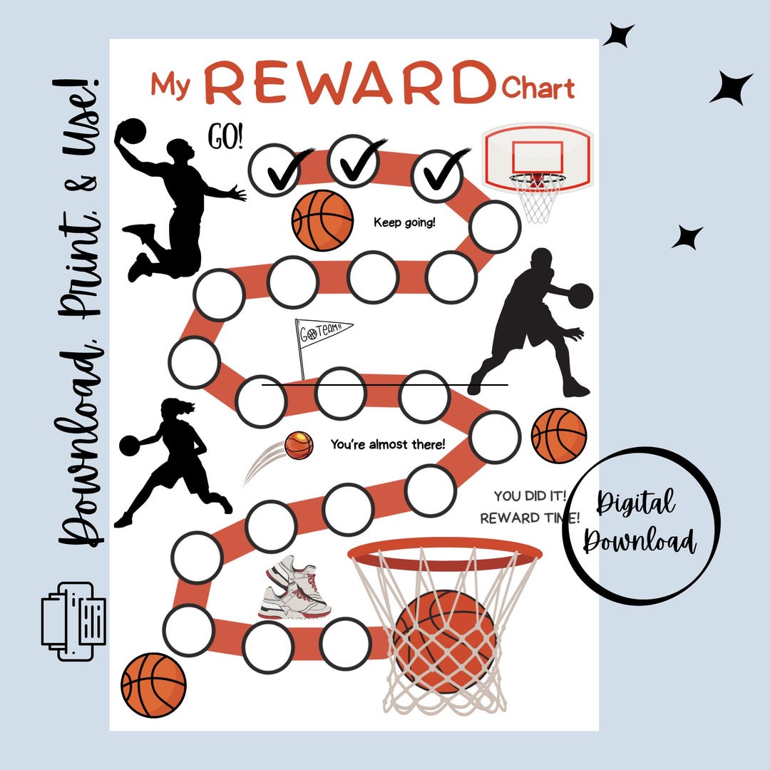 Basketball Reward Chart: Goal Tracker for Kids (digital Download) - Etsy