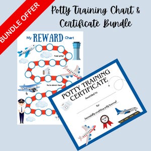 Airplane Potty Training Chart & Certificate: Toddler Reward (printable ...
