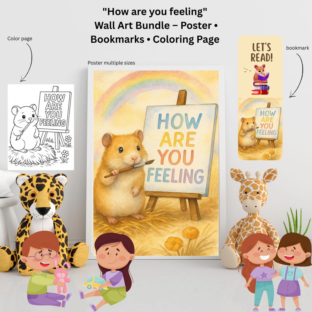 Watercolor Hamster "how Are You Feeling" Poster Set (digital Download ...