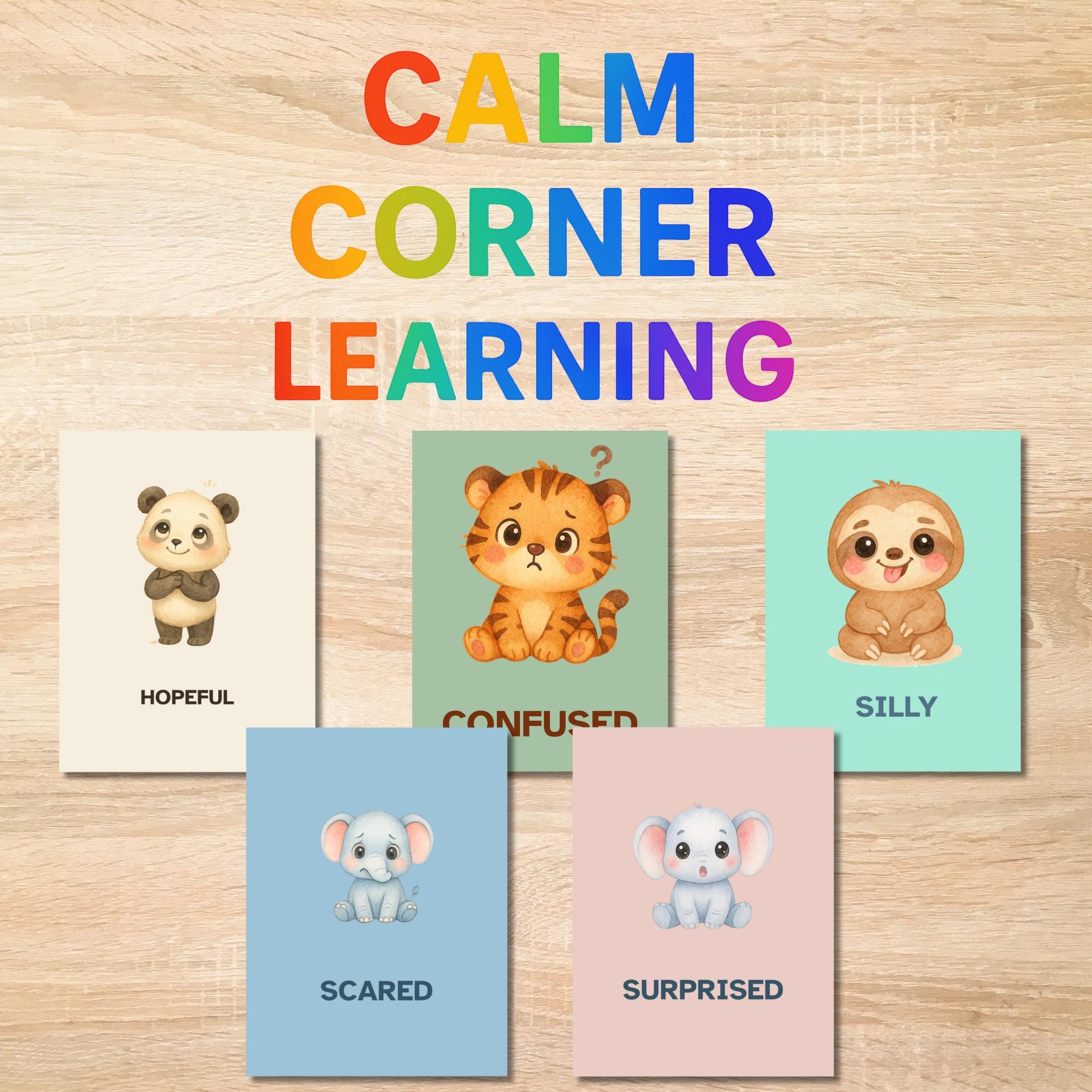 40 Feelings Flashcards for Kids | Animal Emotions Cards | Calm Corner ...