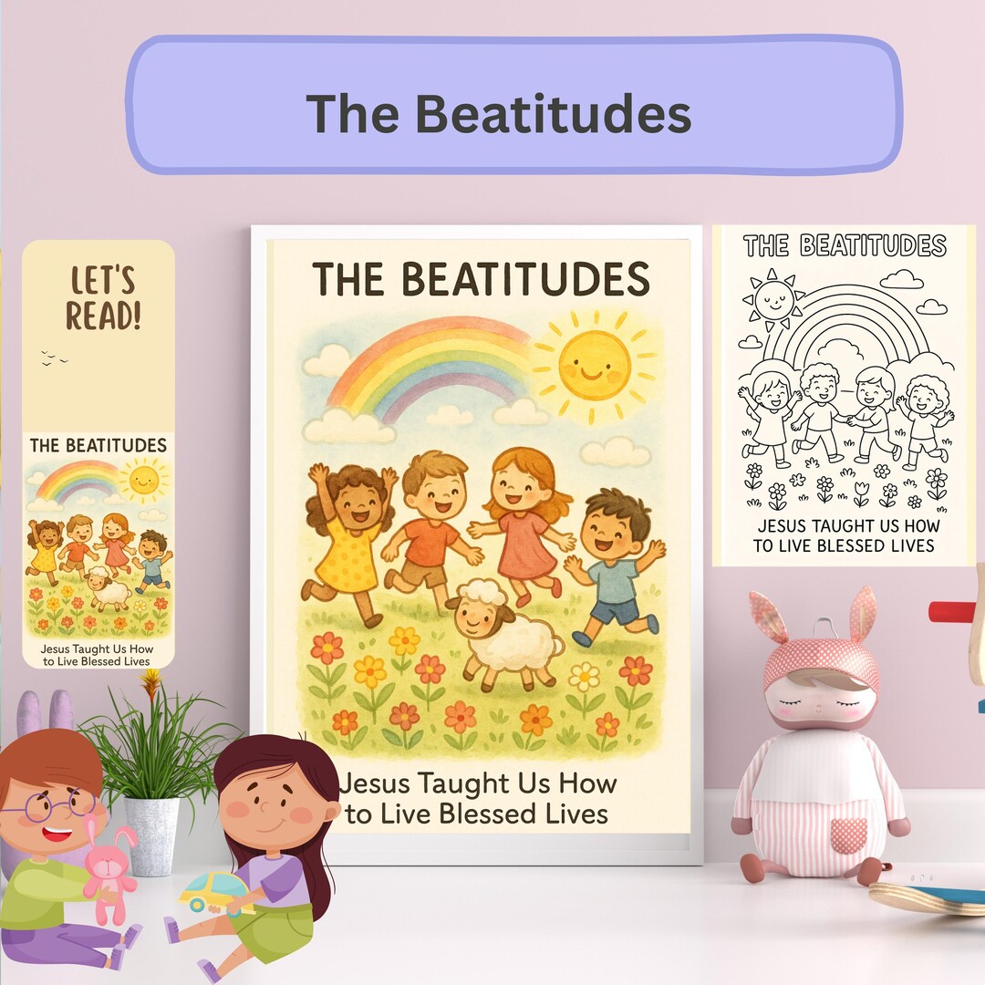 The Beatitudes Printable Pack | Kids Sunday School Poster, Coloring ...