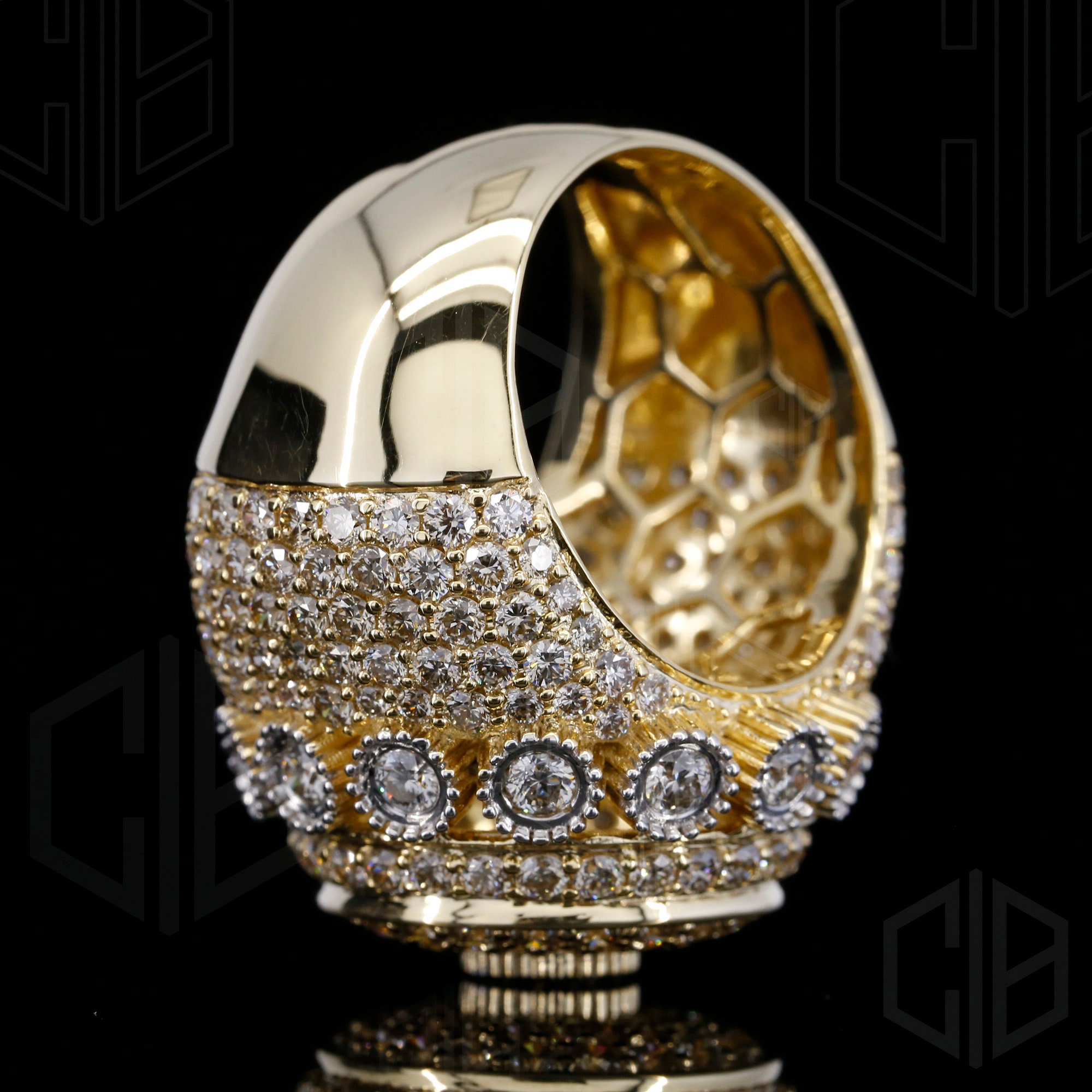 Fully Iced Out 10k Solid Gold Hip Hop Ring, Bling Custom Made Pinky ...