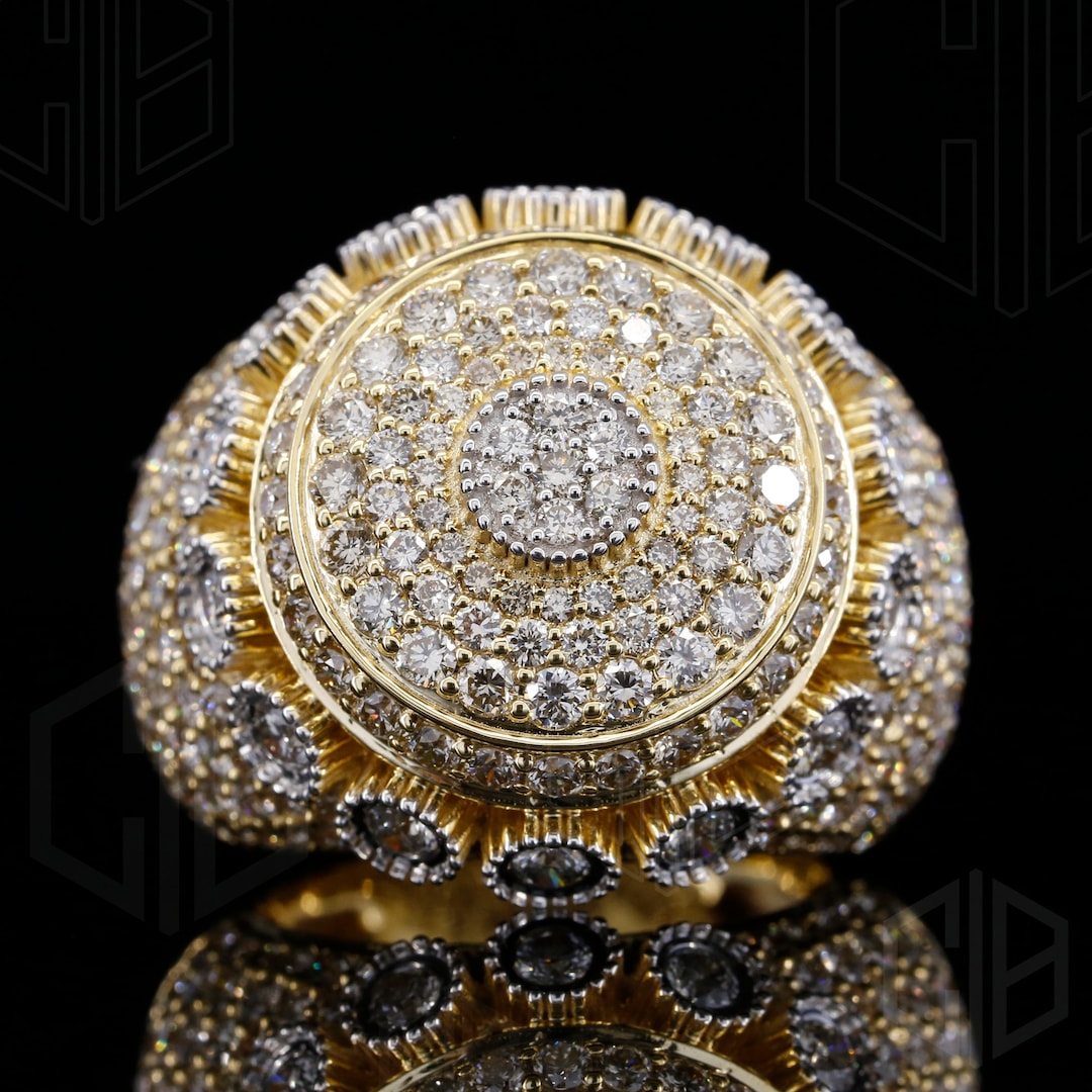 Fully Iced Out 10k Solid Gold Hip Hop Ring, Bling Custom Made Pinky ...