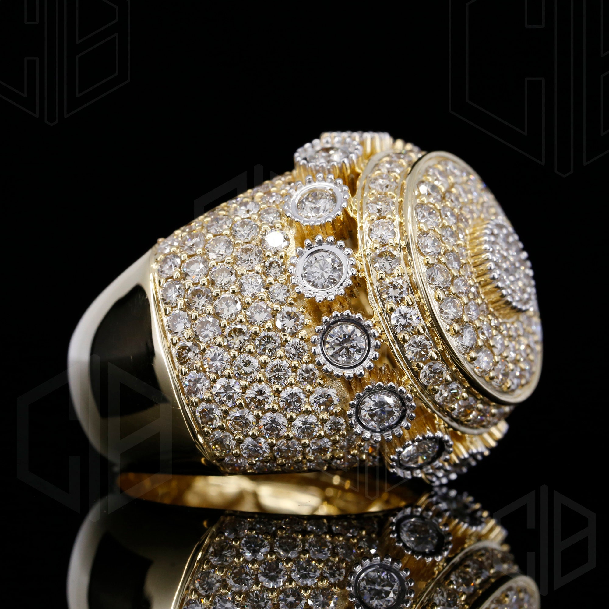 Fully Iced Out 10k Solid Gold Hip Hop Ring, Bling Custom Made Pinky ...