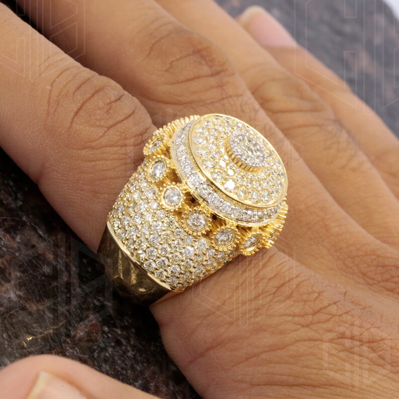 Fully Iced Out 10k Solid Gold Hip Hop Ring, Bling Custom Made Pinky ...