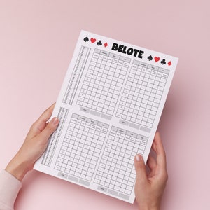 PDF Imprimable pour Compter les Points à la Belote - Etsy France