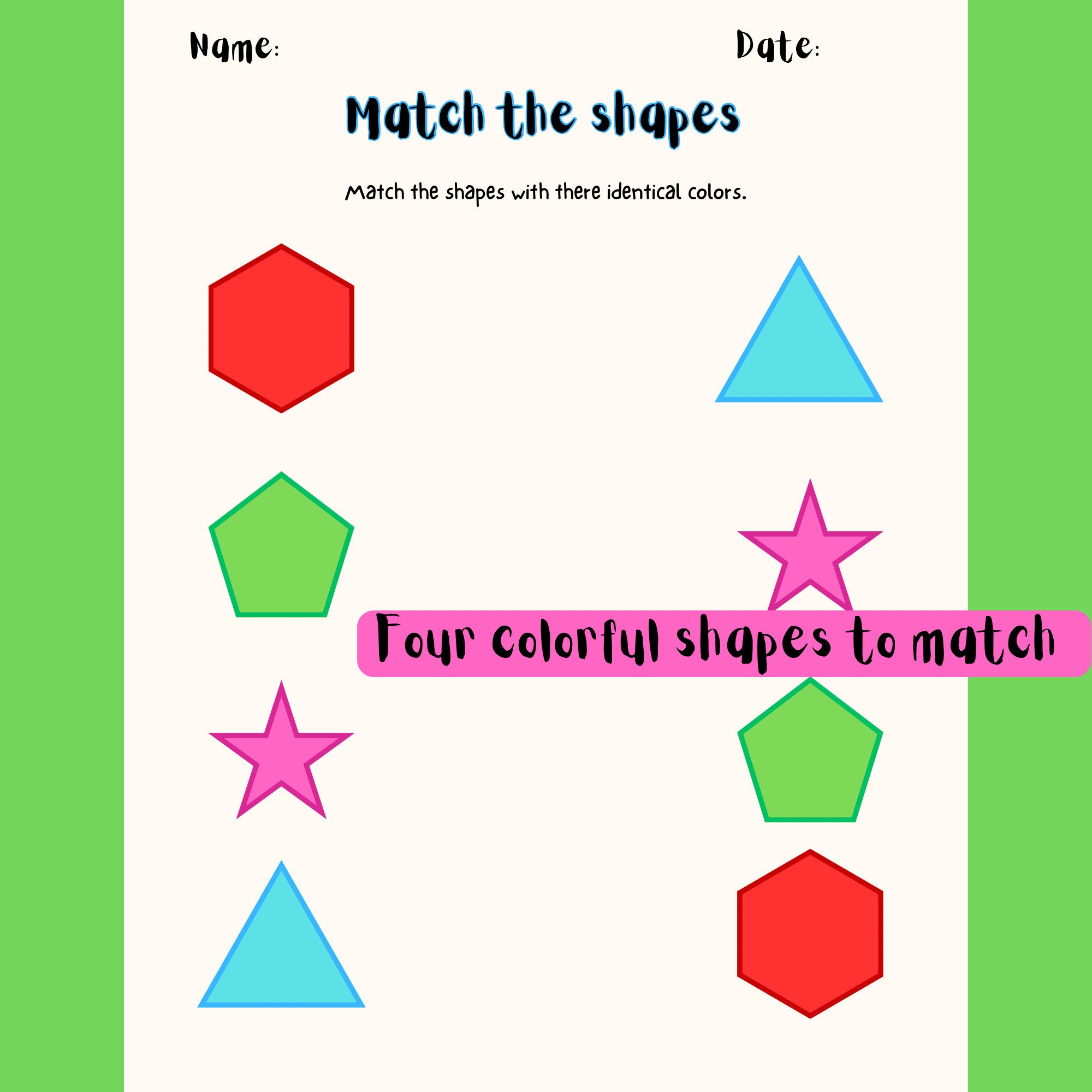 Educational Fun: Match the Shapes Printable Worksheet for Toddlers - Etsy