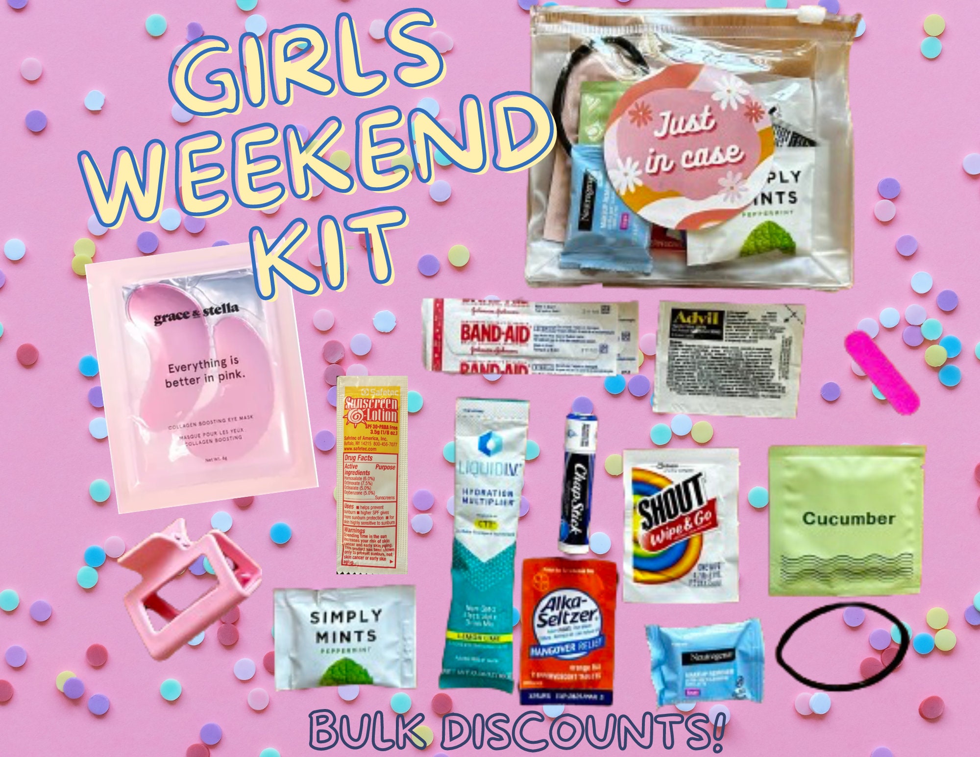 Girls Weekend Kit, Bach Trip Favors, Travel Kit, Hangover Kit, Recovery ...