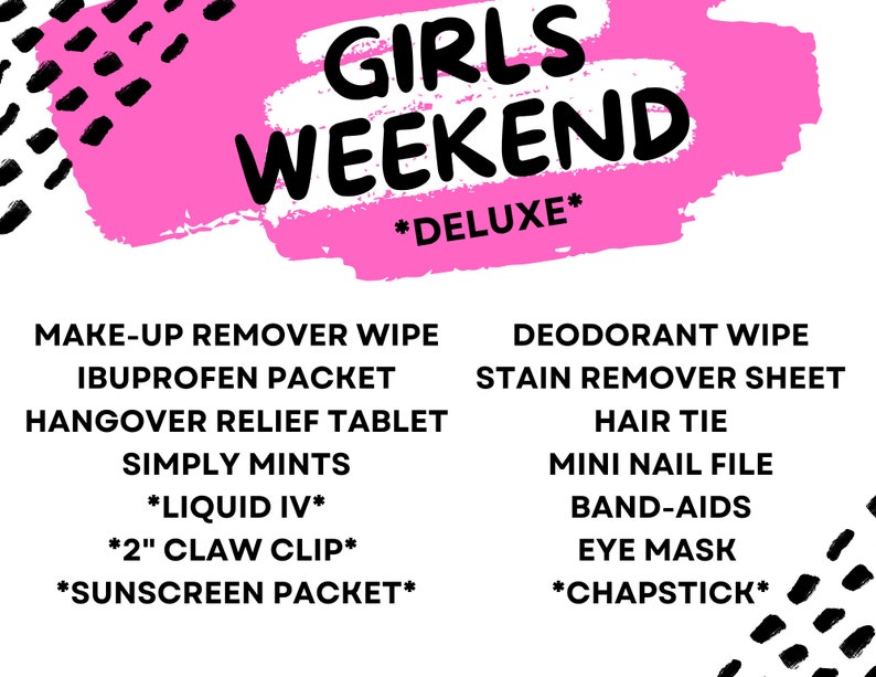 Girls Weekend Kit, Bach Trip Favors, Travel Kit, Hangover Kit, Recovery ...