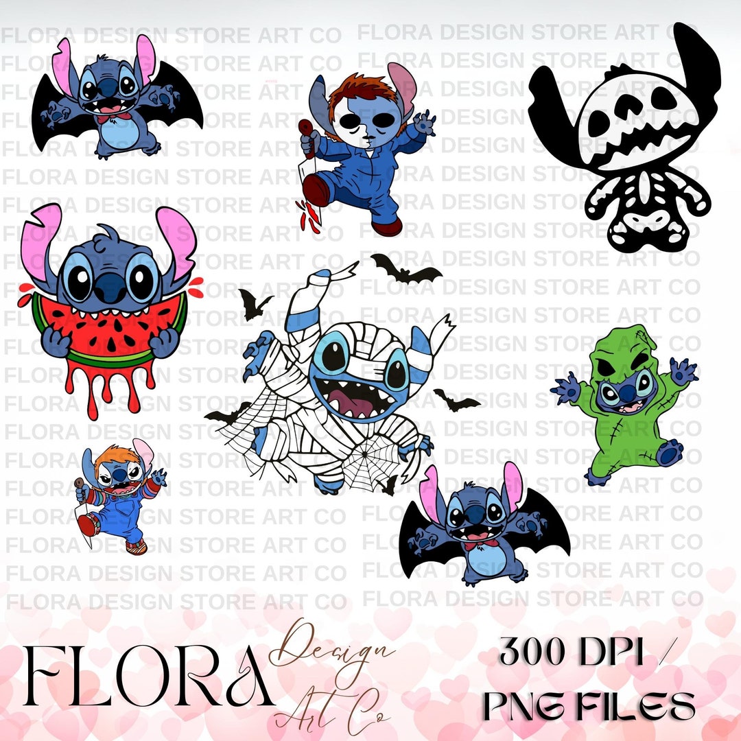 Stitch Horror PNG Stitch Halloween Watercolor PNG for Cricut - Etsy