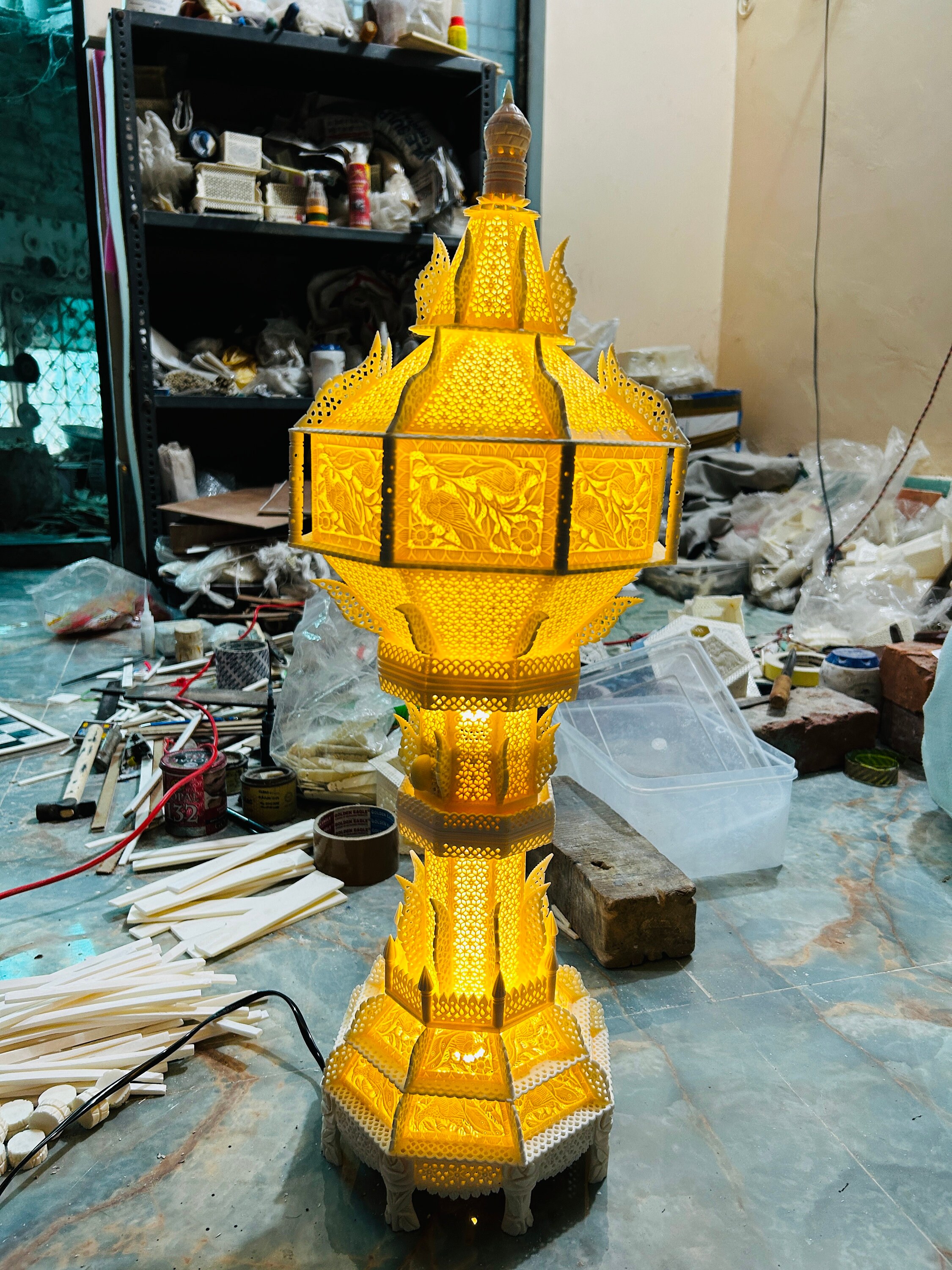 Bone Carving Lamp,handmade Lamp, Table Lamp, Unique Lamp, Indian Lamp ...