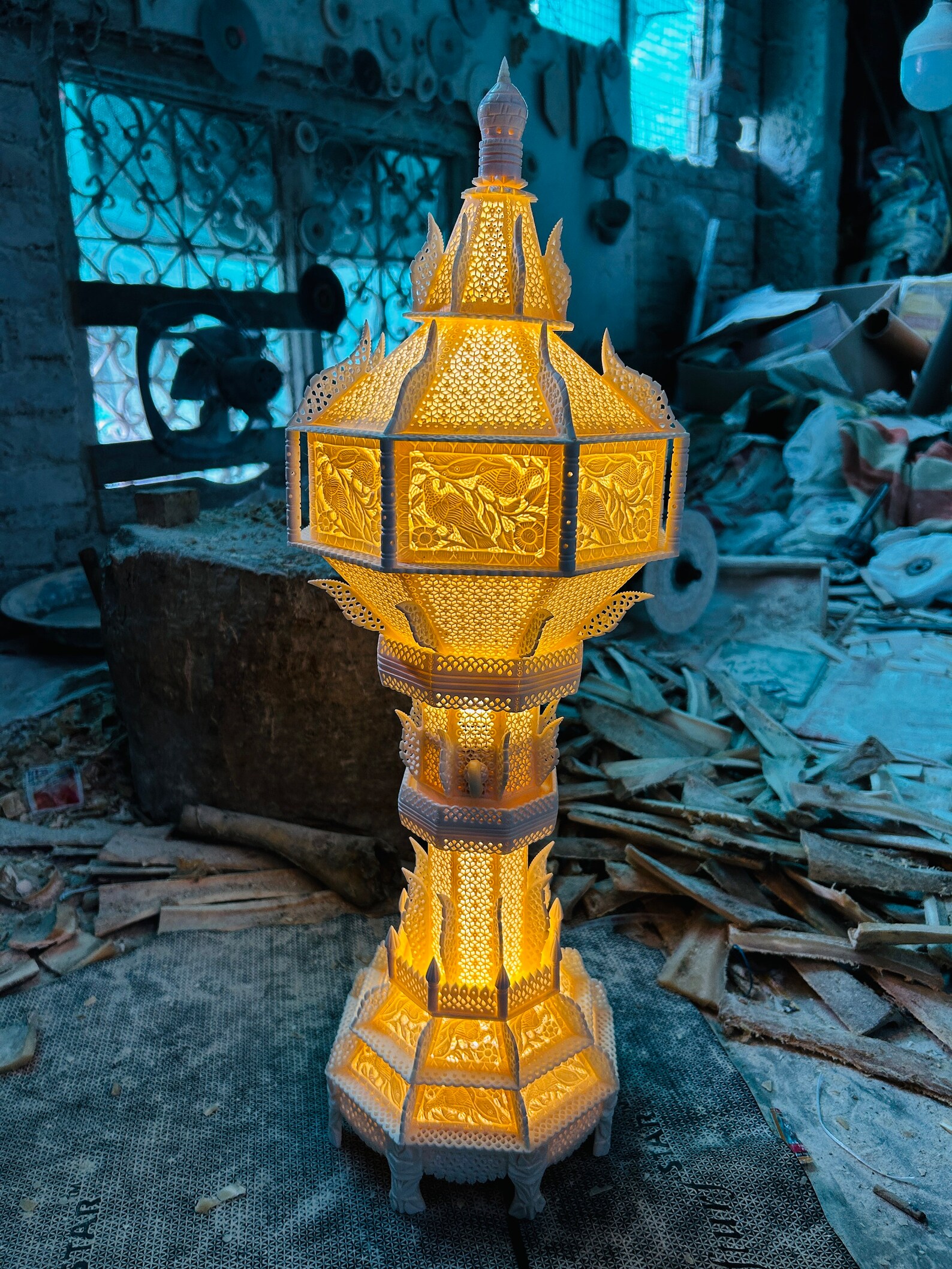 Bone Carving Lamp,handmade Lamp, Table Lamp, Unique Lamp, Indian Lamp ...