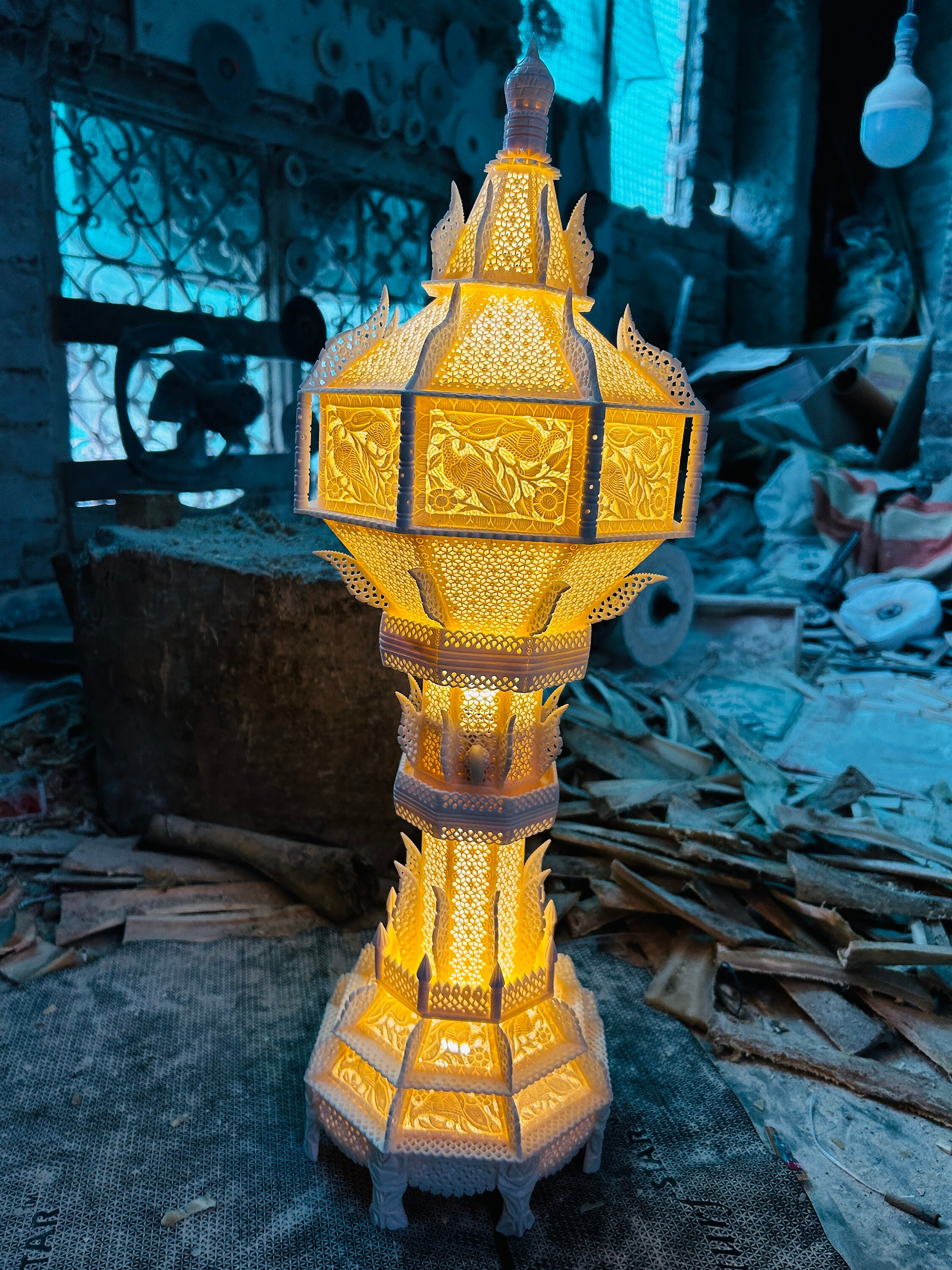 Bone Carving Lamp,handmade Lamp, Table Lamp, Unique Lamp, Indian Lamp ...