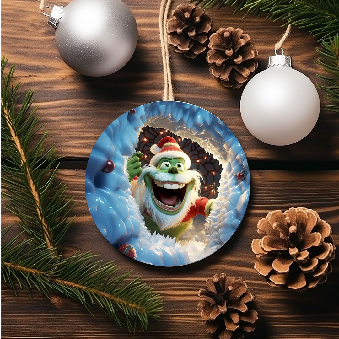 3D Grinch Break Through Christmas Ceramic Ornaments, 5 Different Ones ...