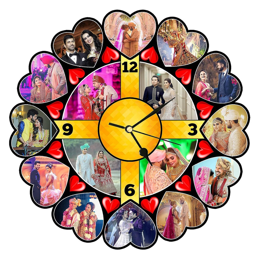 Shri Kanth Art® Customised Heart Photo Clock Collage Photo - Etsy Shri Kanth Art® Customised Heart Photo Clock Collage Photo - Etsy