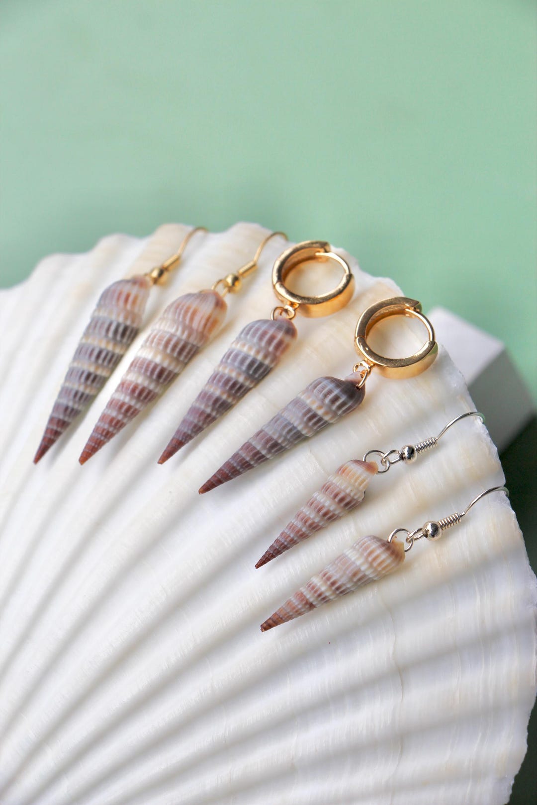 Auger Shell Earrings - Chocolate - Etsy