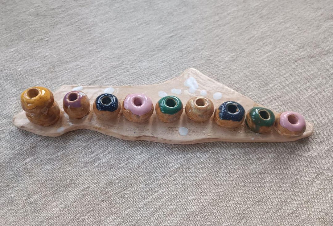 Handmade Hanukkah Menorah | Israel Map With Donut-shaped Candle Holders ...