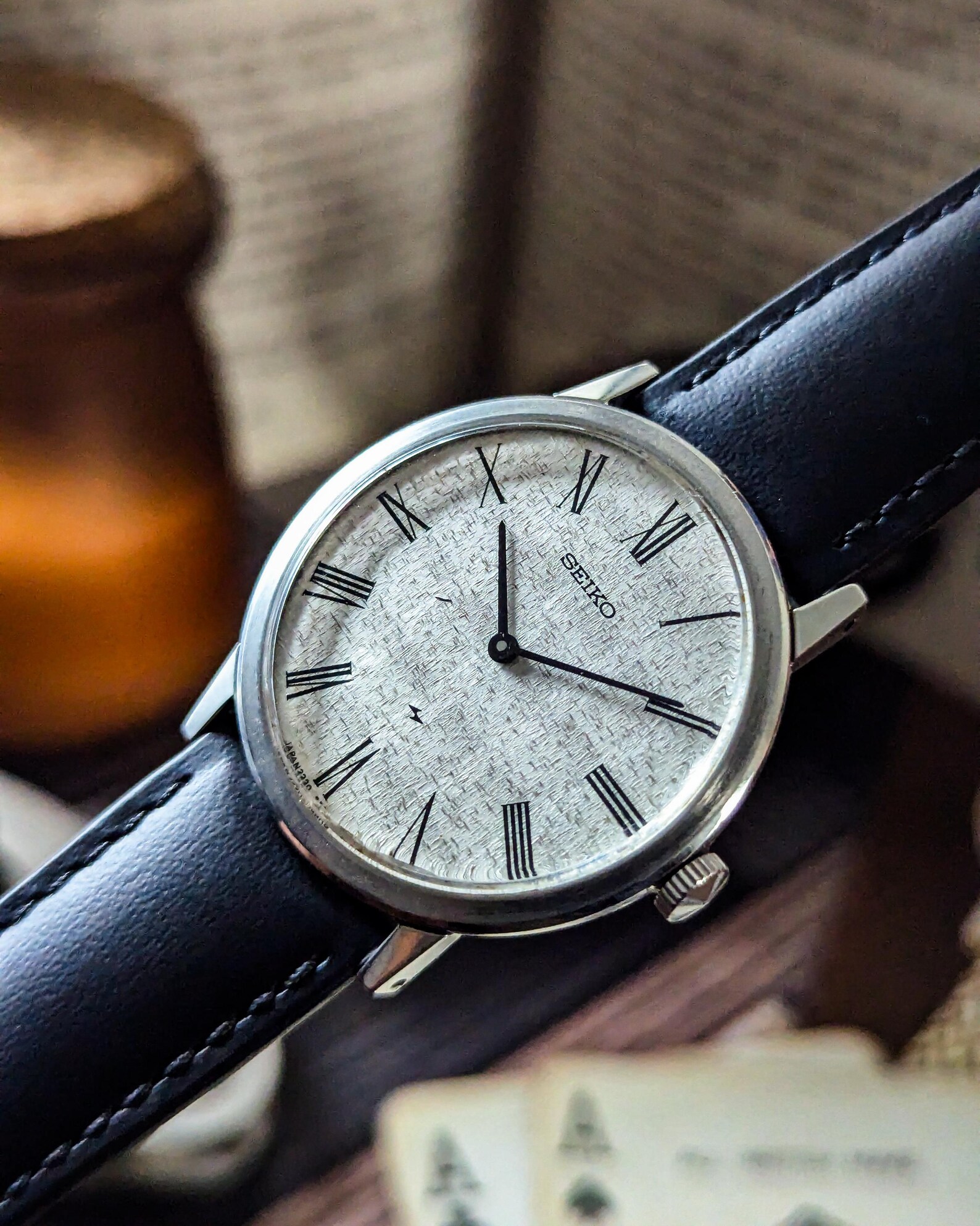 Seiko Chariot Checkered Pattern Dial Hi-beat 28800 Bph 2220-0180 24j ...