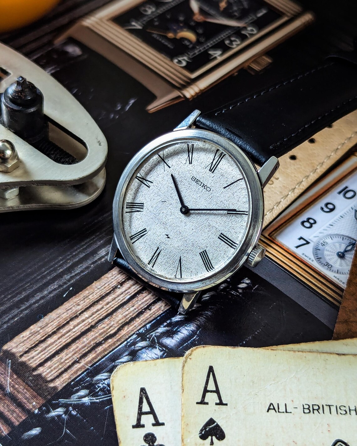 Seiko Chariot Checkered Pattern Dial Hi-beat 28800 Bph 2220-0180 24j ...