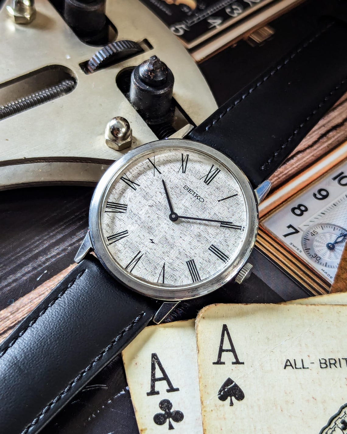 Seiko Chariot Checkered Pattern Dial Hi-beat 28800 Bph 2220-0180 24j ...