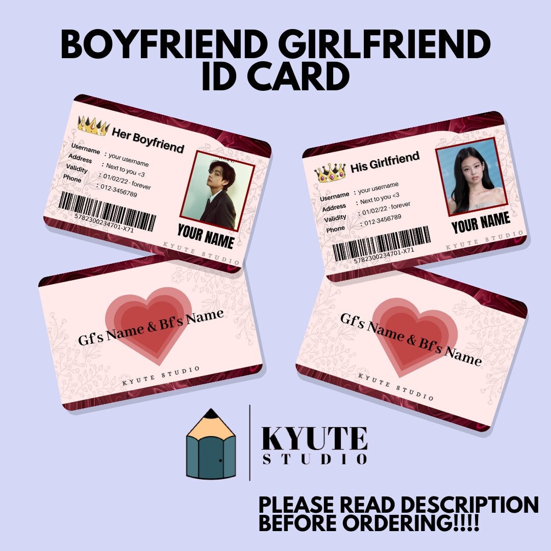 Boyfriend Girlfriend Custom ID CARD PVC - Etsy