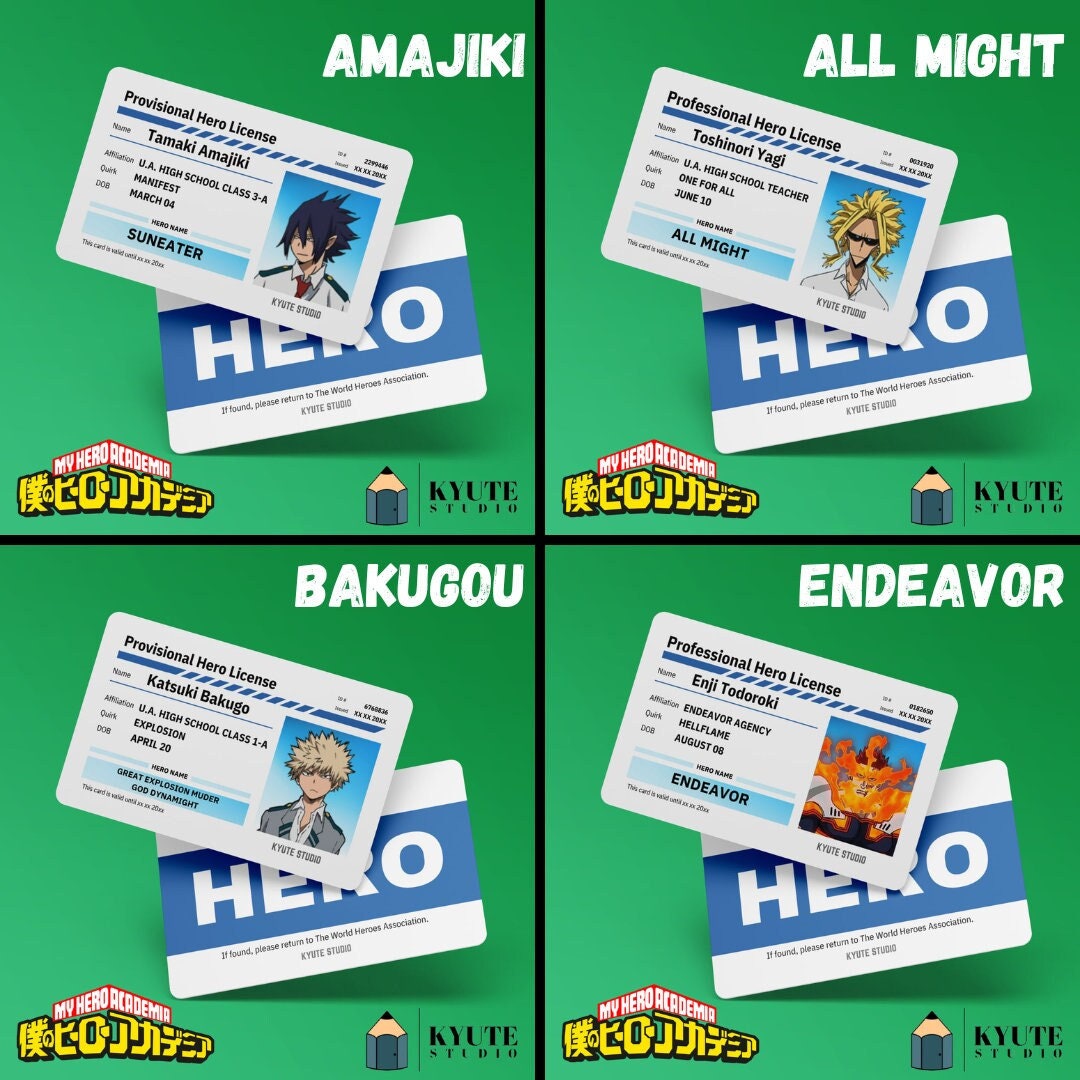 MHA ID Cards Photocards Pvc - Etsy Australia