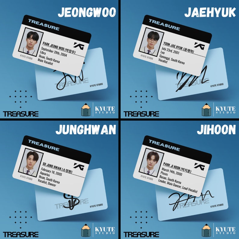 TREASURE KPOP ID Cards Photocards Pvc - Etsy