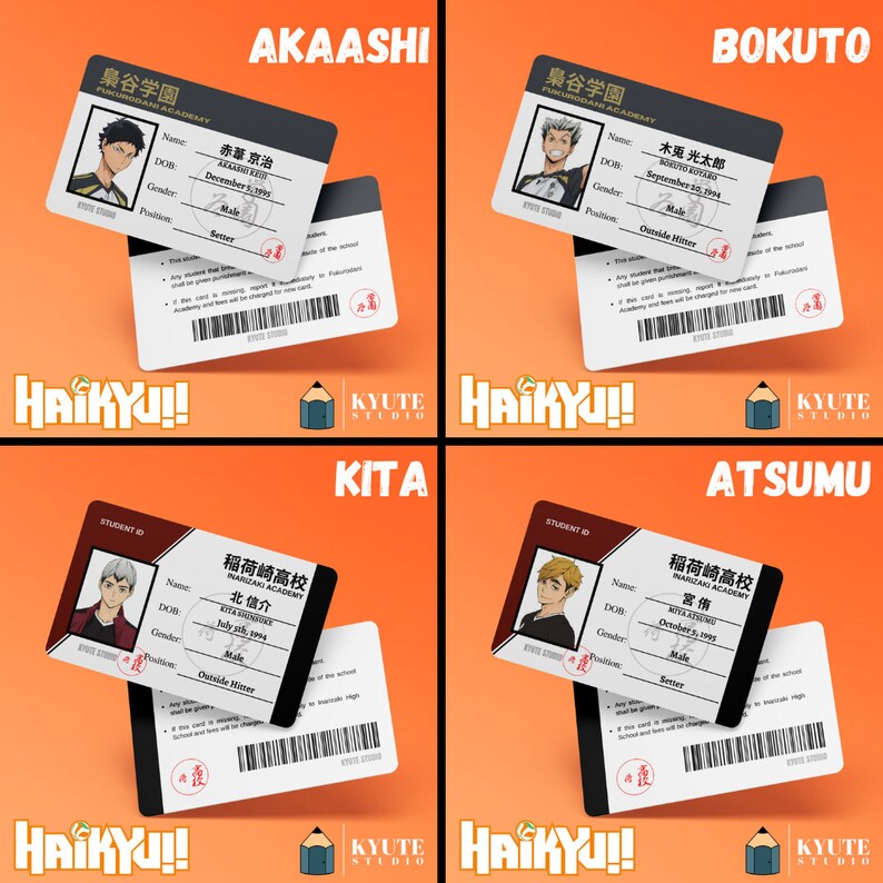 HAIKYUU ID Cards Photocards Pvc - Etsy