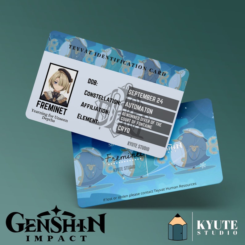 GENSHIN IMPACT Fontaine ID Cards - Etsy Australia