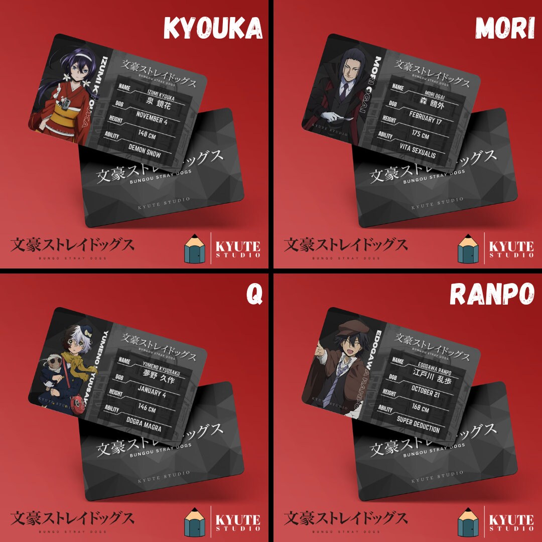 Bungo Stray Dogs ID Cards Photocards Pvc - Etsy UK