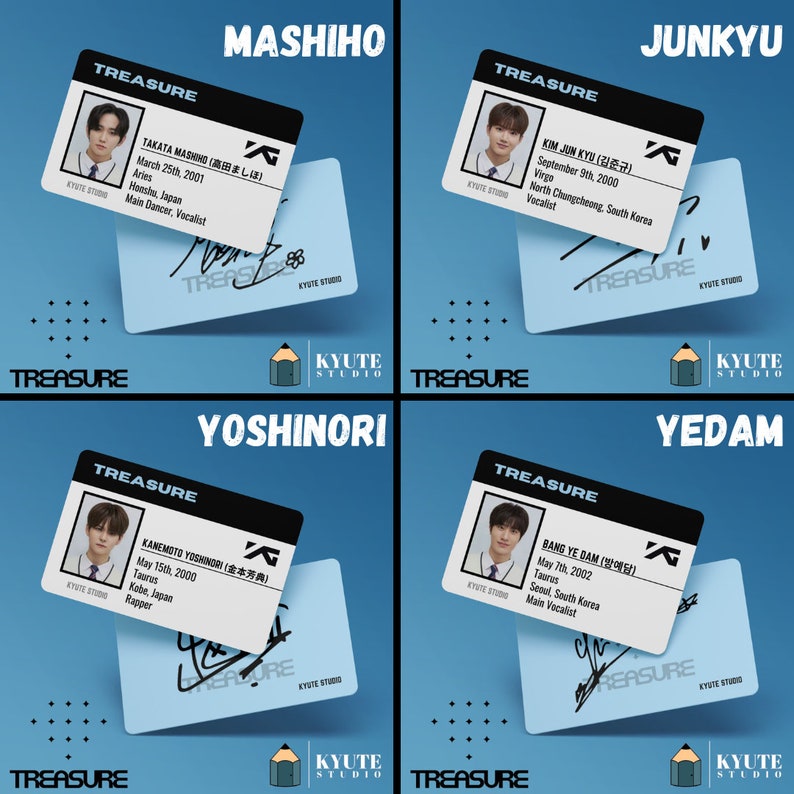TREASURE KPOP ID Cards Photocards Pvc - Etsy