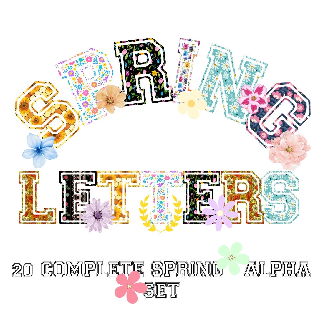 Spring Alphabet Png Bundle, Botanical Letters Png Set,20 Complete ...