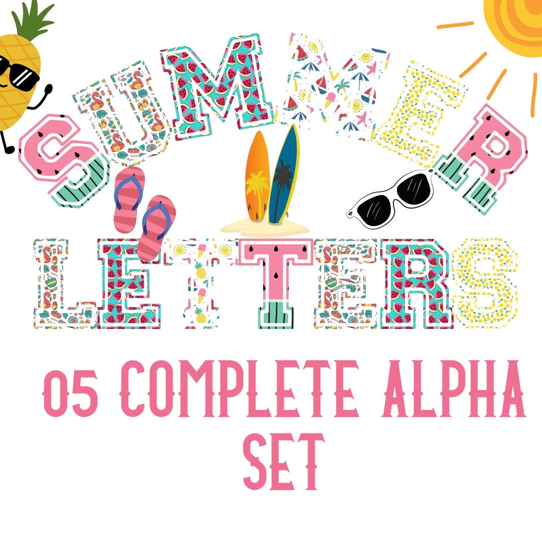 Summer Letters & Numbers PNG: Alpha Pack Bundle (digital Download) - Etsy