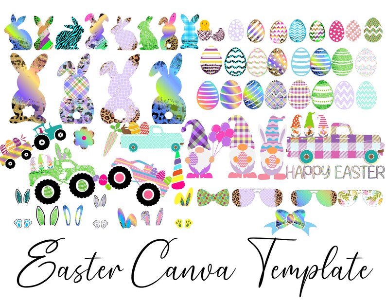Easy Drag and Drop Easter Canva Template Bundle Fill Your Own Easter ...