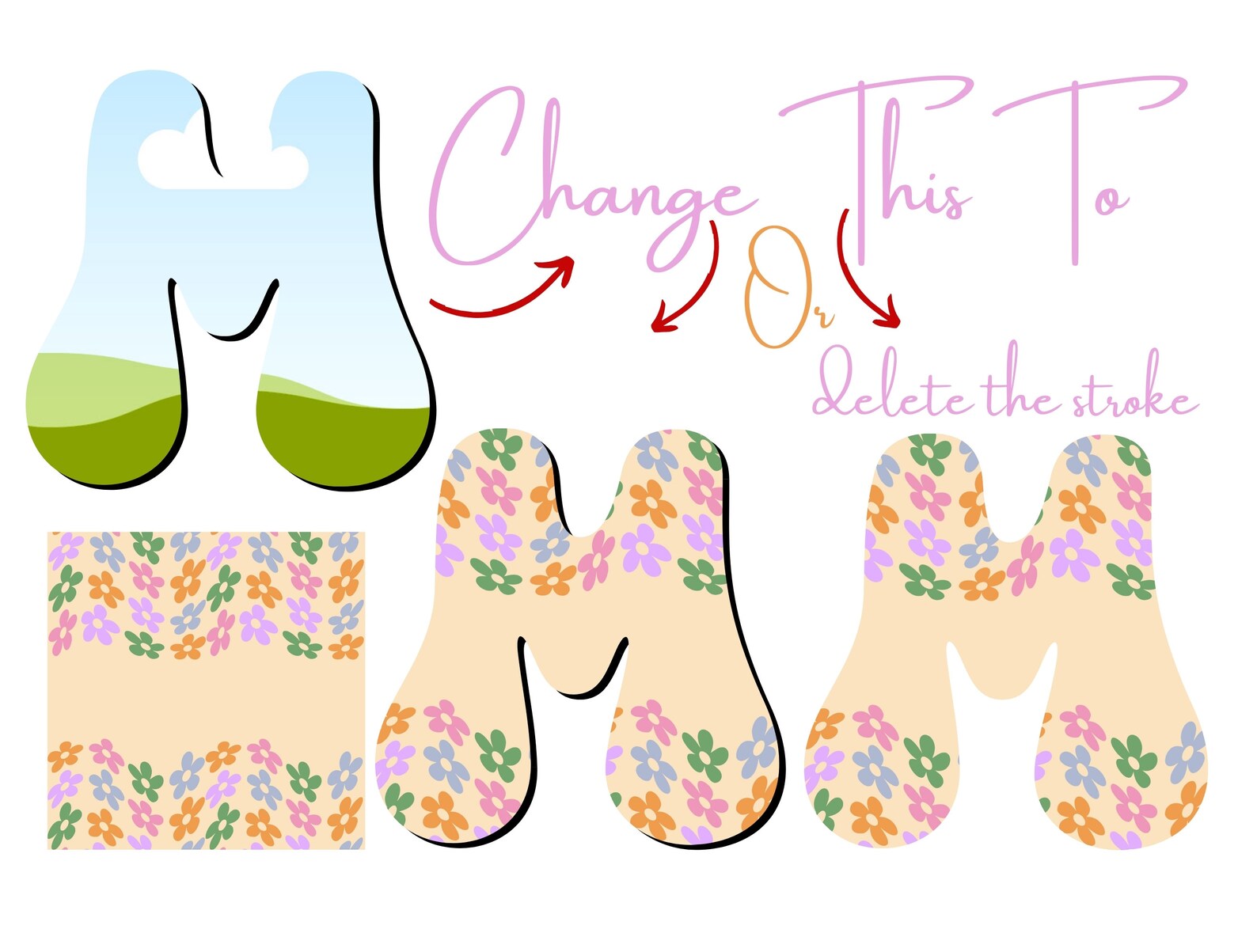 Fill Your Own Doodle Letters on CANVA With Commercial Use Allowed. Drag and Drop Alphabet Set ...