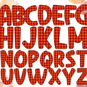 Plaid Doodle Letters Alphabet PNG Bundle,thanksgiving Sublimation Alpha ...