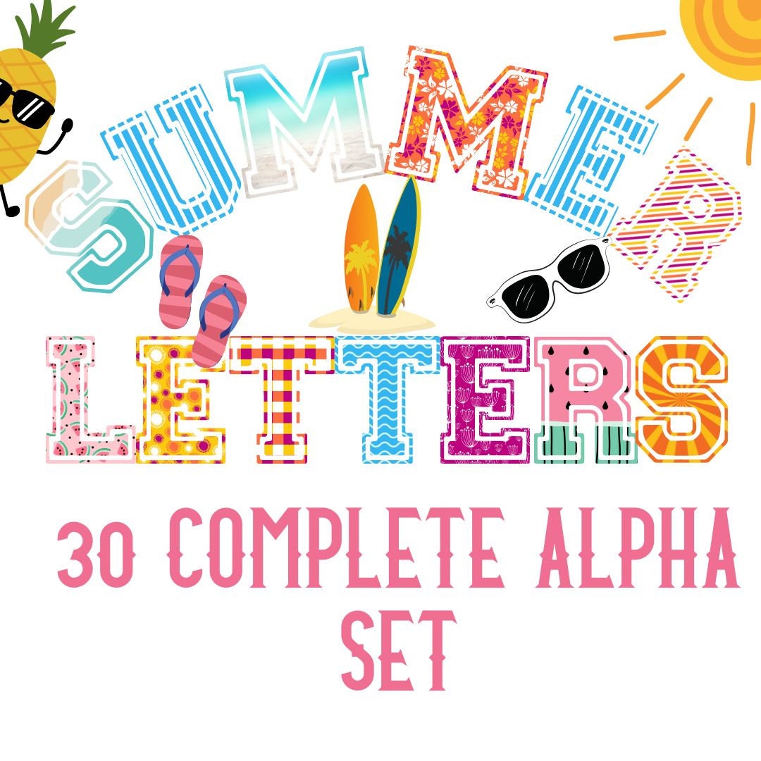 Summer Letters & Numbers PNG: 30 Alpha Pack Bundle (digital Download ...