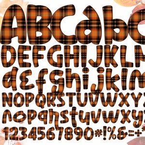 Plaid Doodle Letters Alphabet PNG Bundle,thanksgiving Sublimation Alpha ...