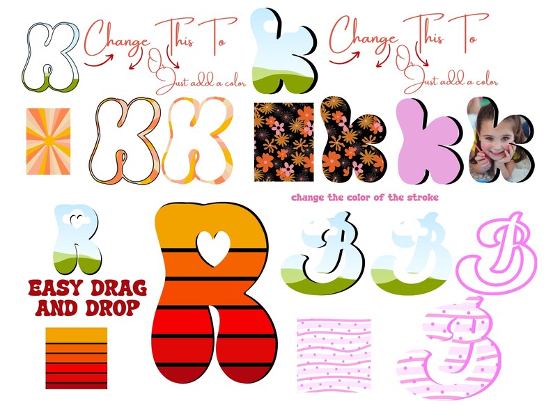 Fill Your Own Groovy Doodle Letters on CANVA With Commercial Use ...