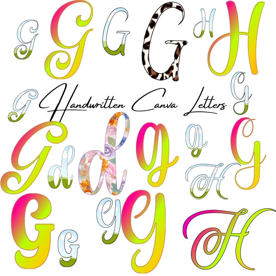 Handwritten Script Font Canva Letters Frame Template , 50 Complete ...