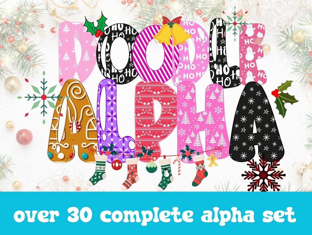 Christmas Doodle Letters Png Bundle Alphabet Clipart Bundle - Etsy