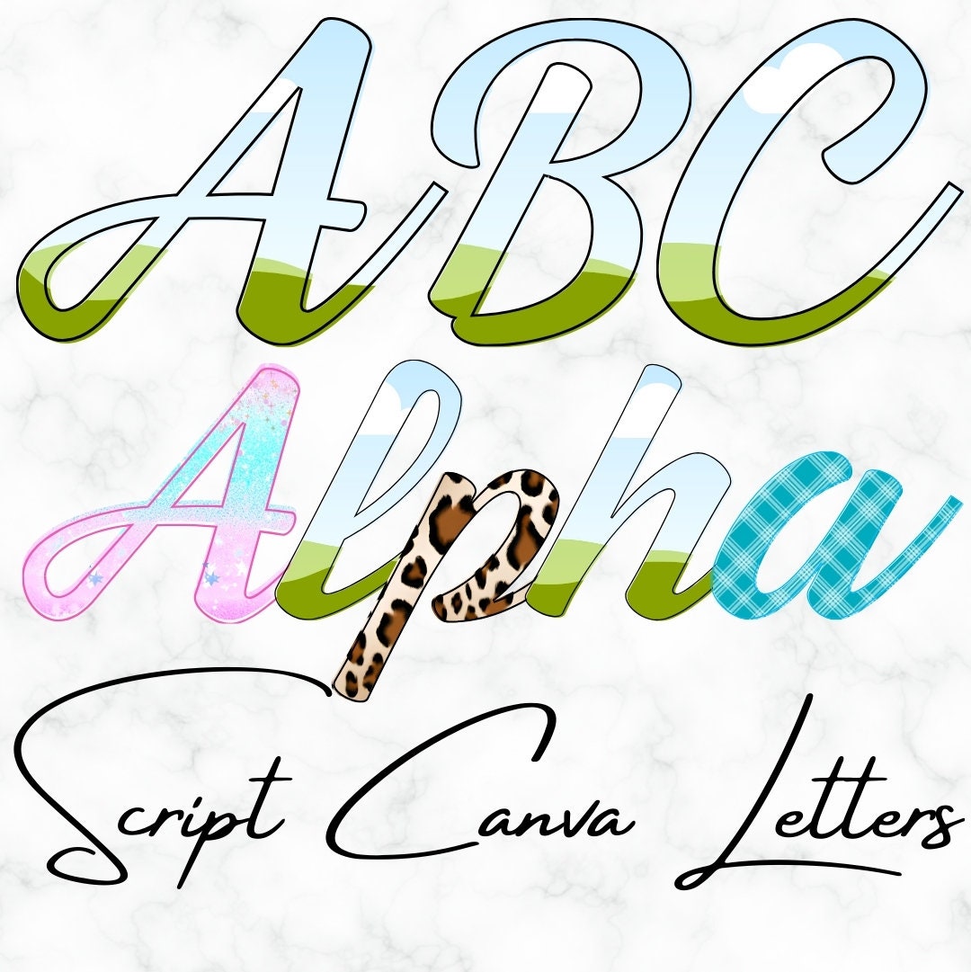 Custom Script Font Canva Letters Frame Template ,handwritten Complete ...