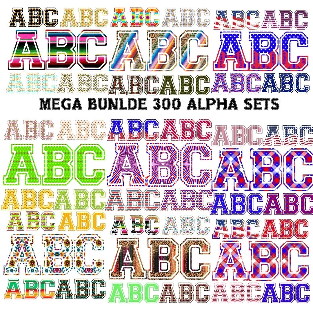 Mega Bundle 300 Complete Varsity Alpha Sets PNG Letters Sublimation ...