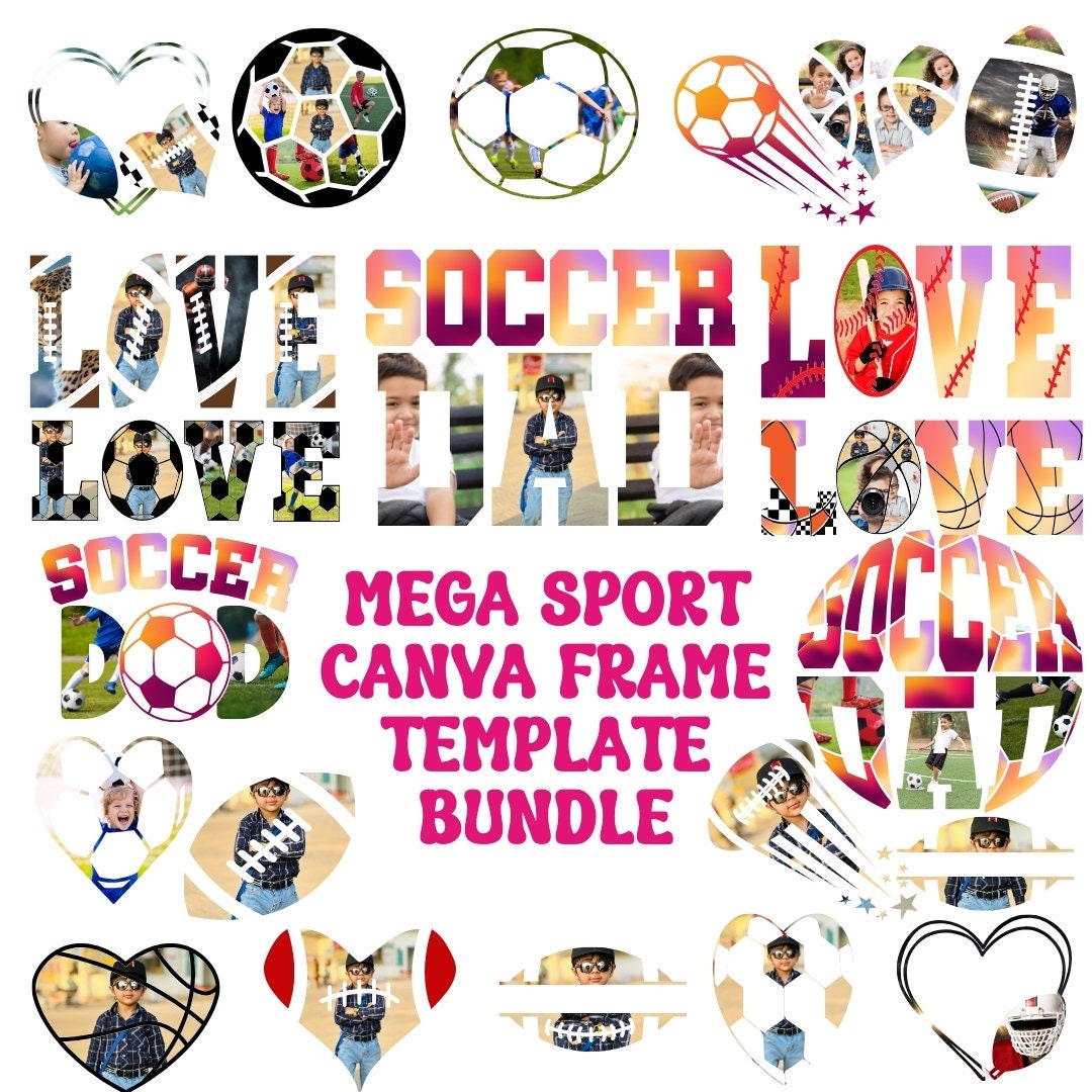 Editable Mega CANVA Frames Sport Bundle With Commercial Us Allowed ...