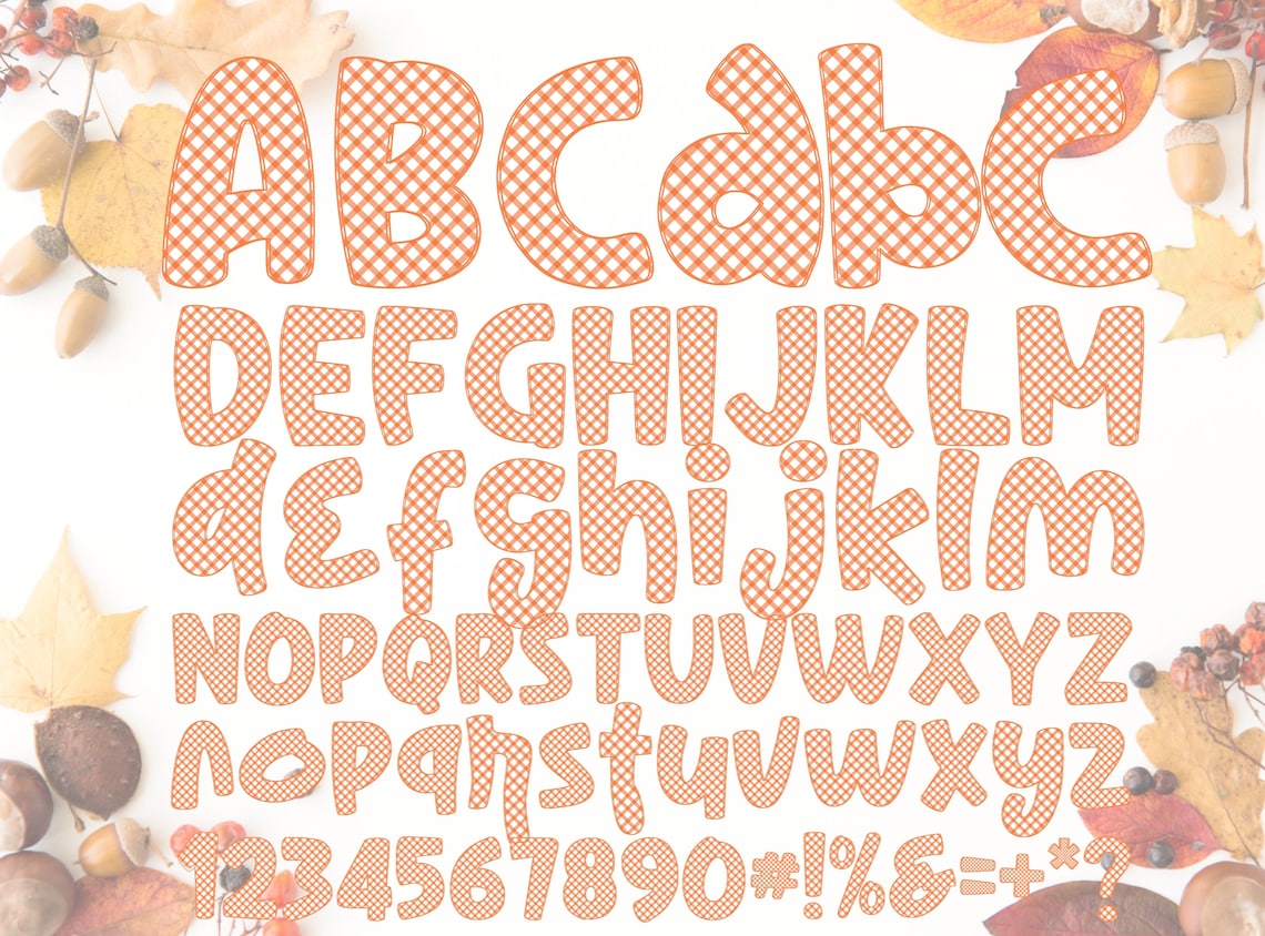 Plaid Doodle Letters Alphabet PNG Bundle,thanksgiving Sublimation Alpha ...